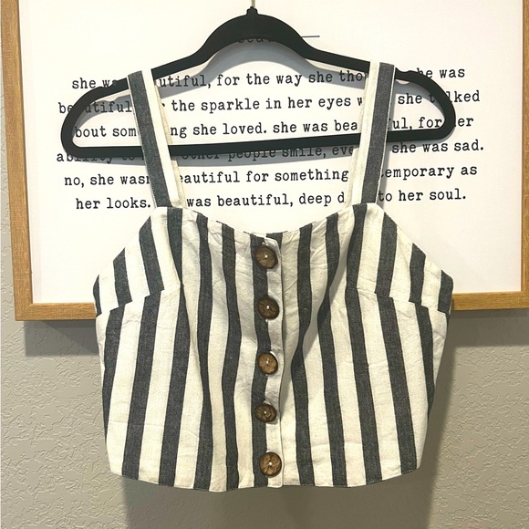 RD Style | Tops | Stripped Crop Top Button Tank | Poshmark